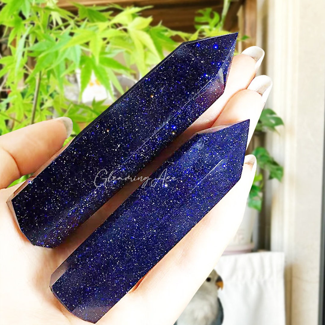 Natural Blue Goldstone Tower Sandstone Tower Handmade Point - Etsy