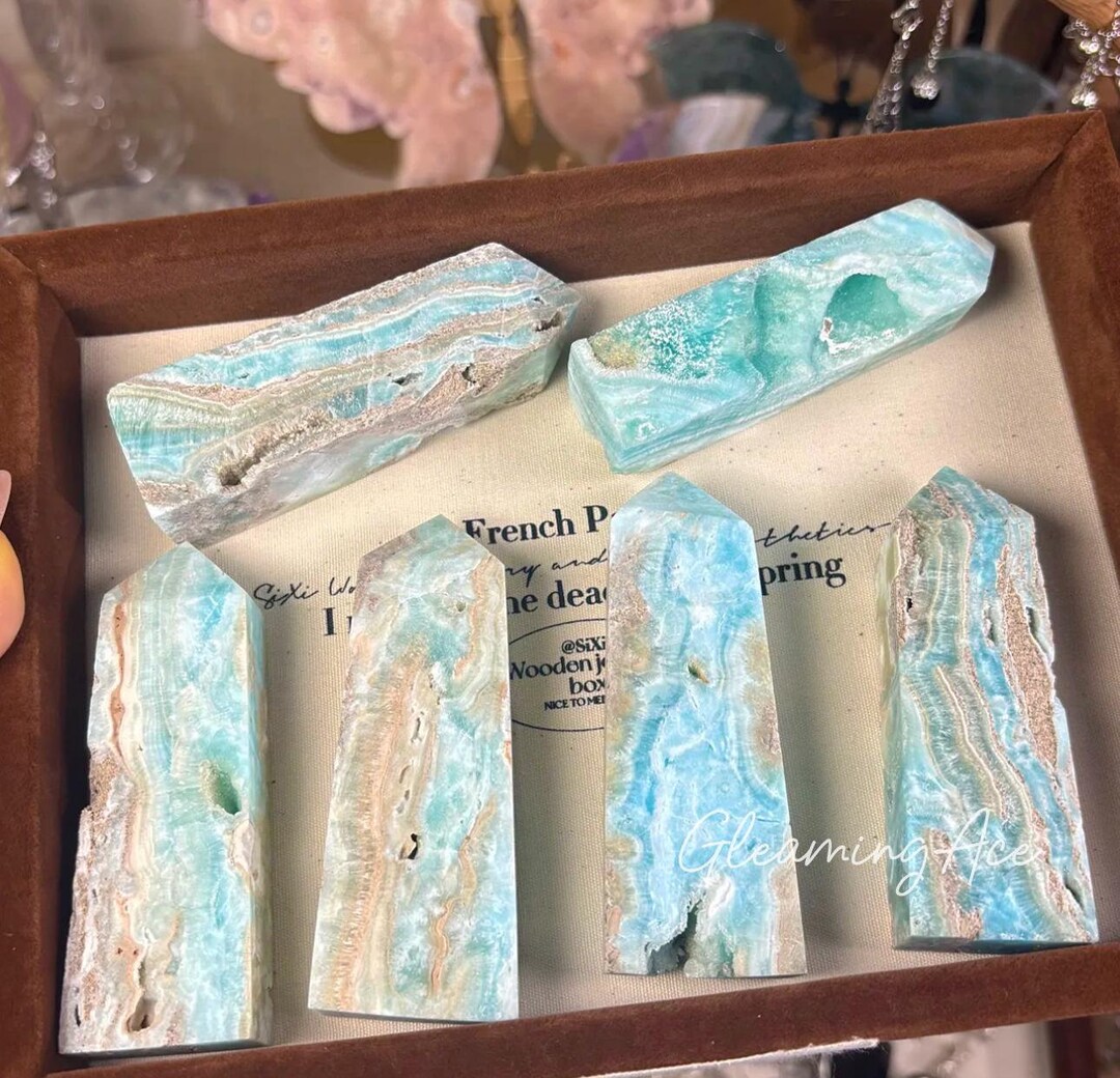 Natural Hemimorphite Towers, Blue Aragonite Obelisks, Crystal Tower - Etsy