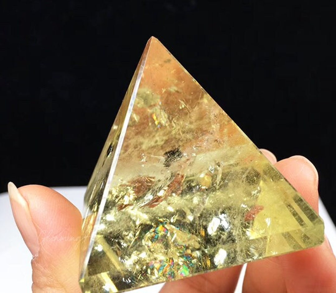Natural Citrine Quartz Pyramid, Pyramid Crystal Healing Gift, Reiki ...