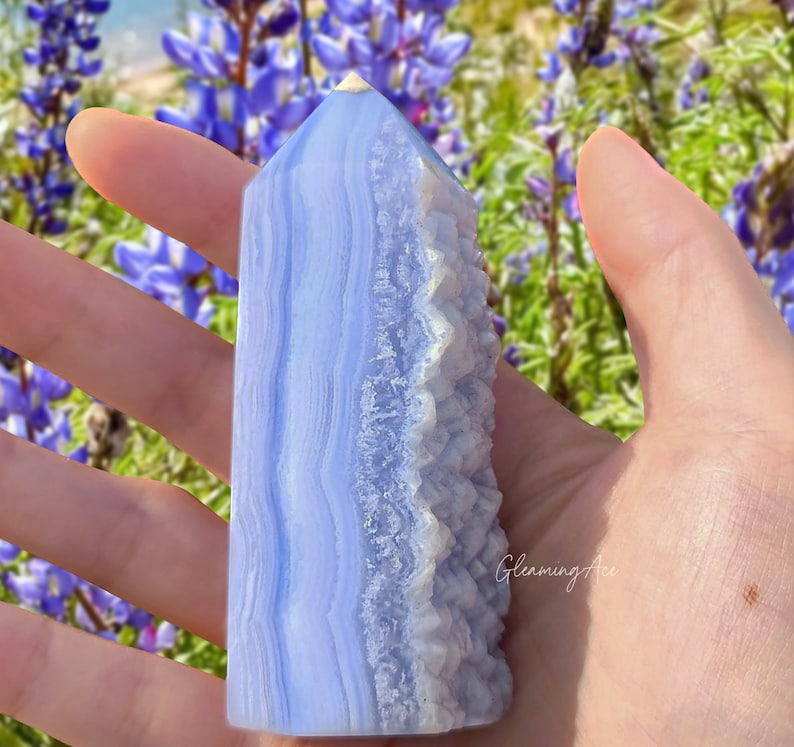 Natural Blue Lace Agate Tower - Etsy
