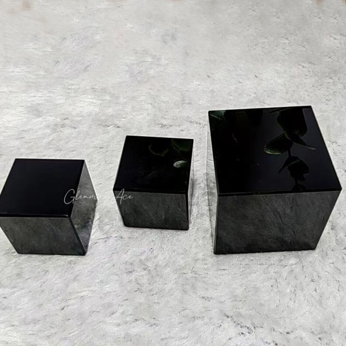 Black Obsidian Cube, Polished Obsidian Cube Stone Home Decoration - Etsy