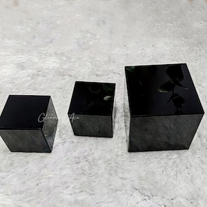 Black Obsidian Cube, Polished Obsidian Cube Stone Home Decoration - Etsy
