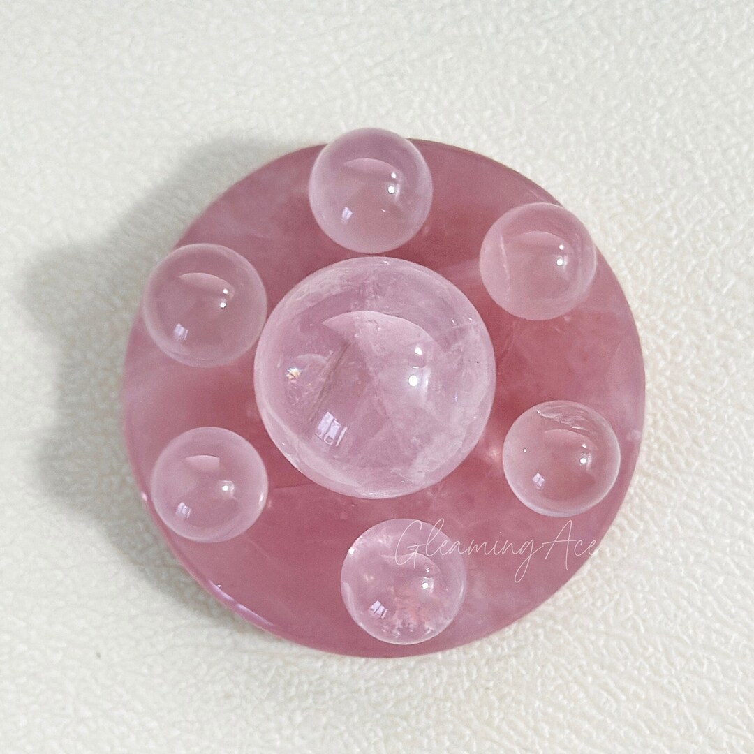Mini Rose Quartz Seven Star Array, Rose Quartz Spheres Crystals ...