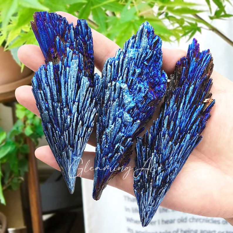 Natural Peacock Kyanite Crystal, Aura Kyanite Peacock Feather, Rainbow ...