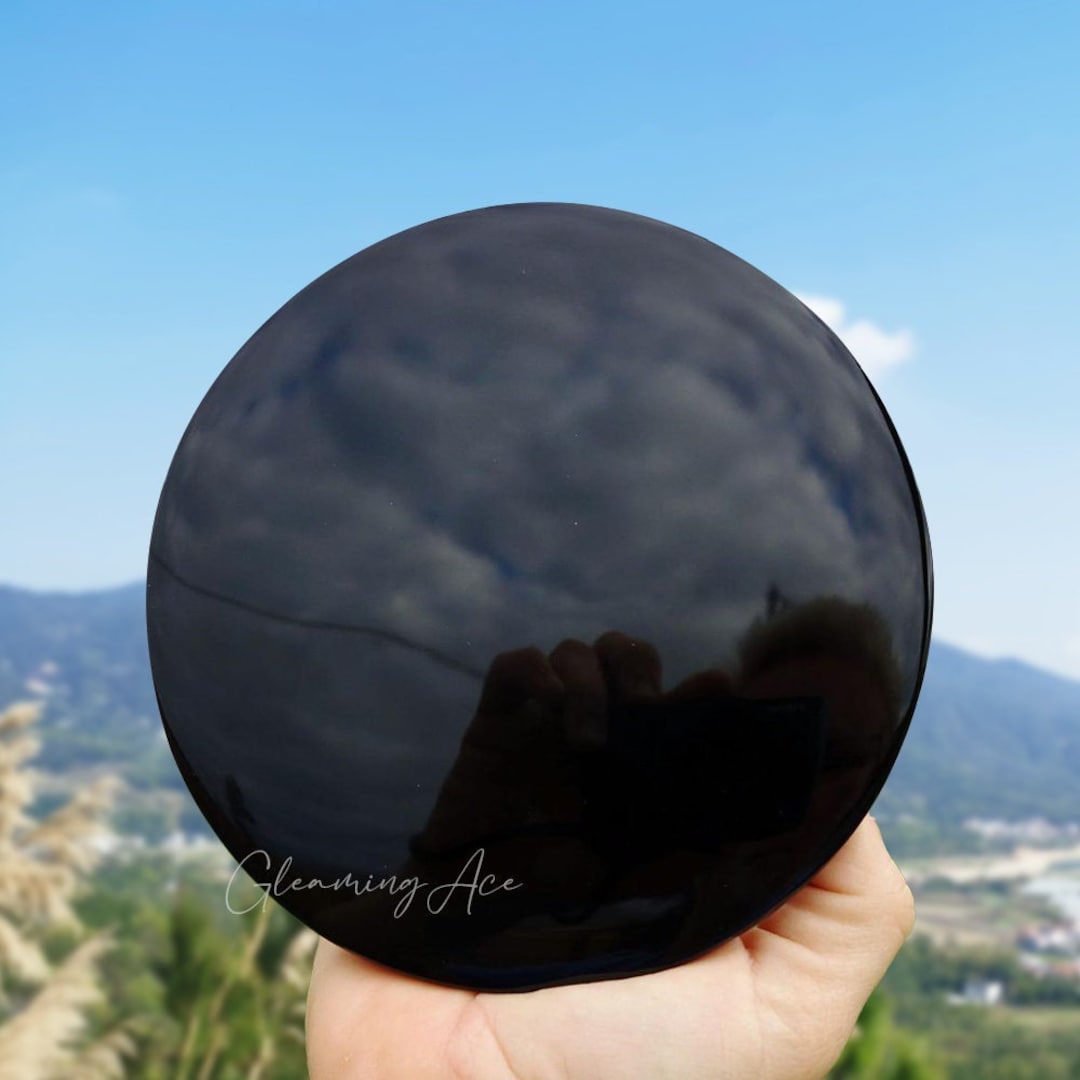Natural Black Obsidian Stone Scrying Mirror, Crystal Scrying Mirror ...