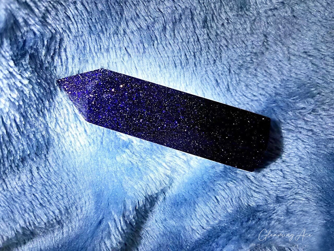 Natural Blue Goldstone Tower, Sandstone Tower Handmade Point, Crystal ...