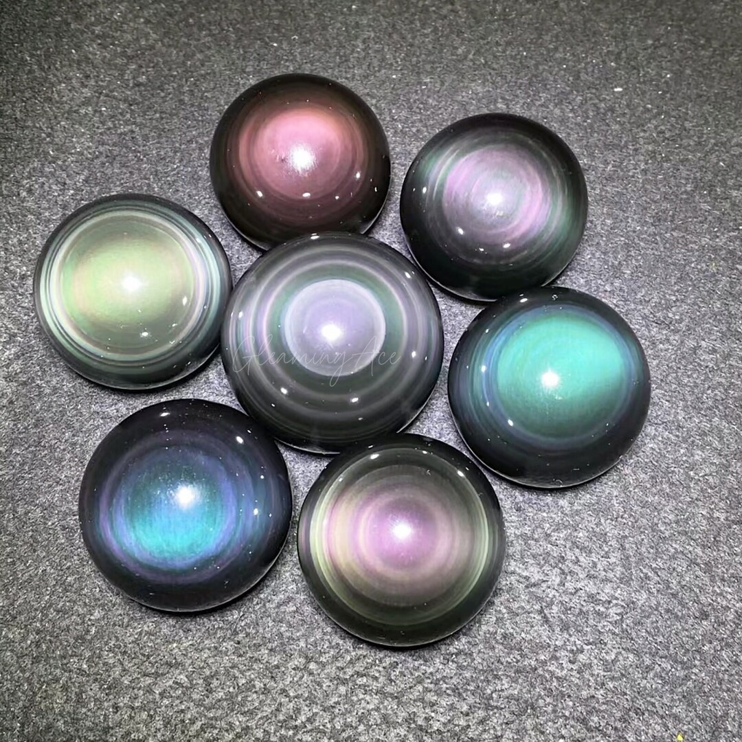 High Quality Rainbow Obsidian Sphere, Natural Rainbow Black Obsidian ...