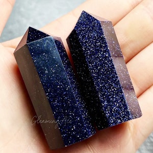 Natural Blue Goldstone Tower, Sandstone Tower Handmade Point, Crystal ...