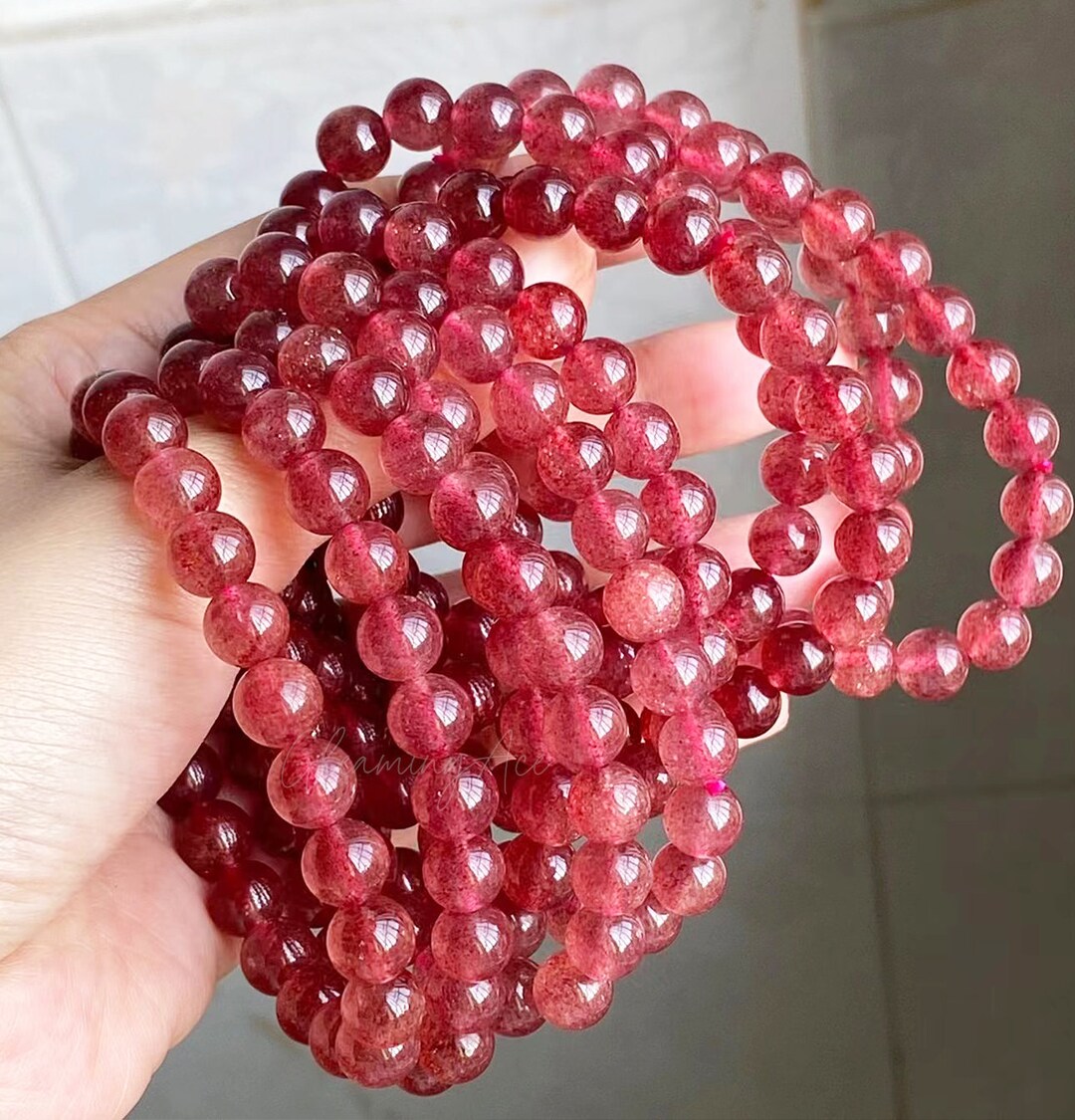 Natural Grade AAA Strawberry Quartz Bead Bracelet Wholesale Bracelets ...