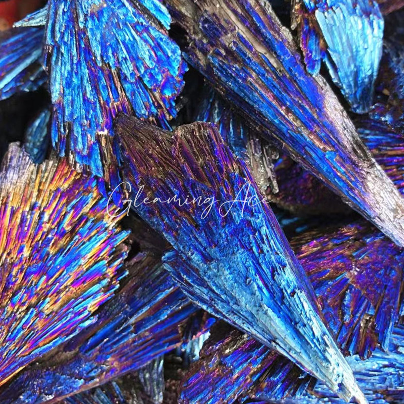 Natural Peacock Kyanite Crystal, Aura Kyanite Peacock Feather, Rainbow ...