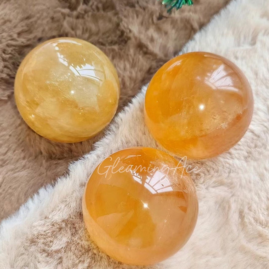 Natural Honey Optical Calcite Sphere, Yellow Iceland Spar Calcite Ball ...