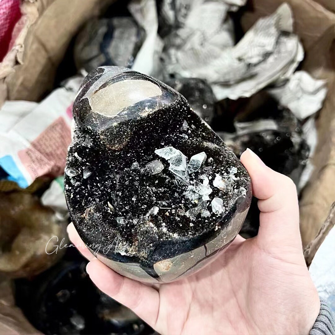 Natural Dragon Septarian Geode Egg, Crystal Quartz Egg Cluster, Calcite ...