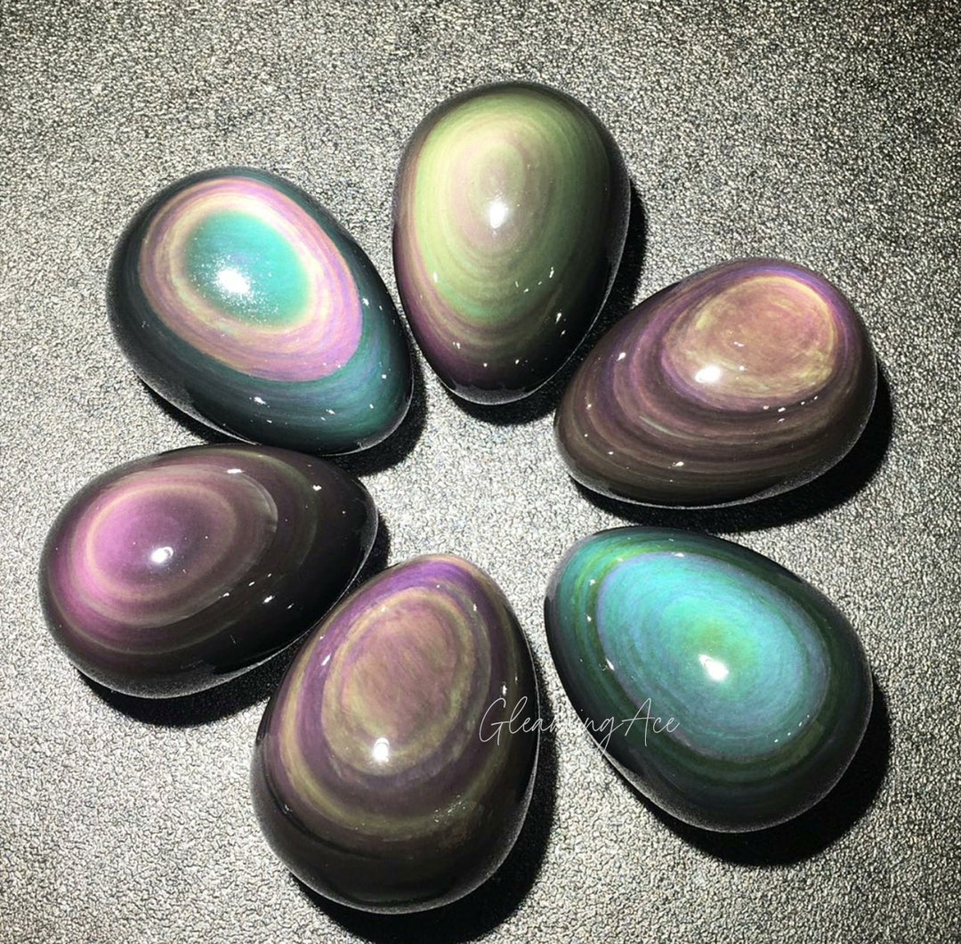 Buy High Quality Rainbow Obsidian Egg, Natural Rainbow Black Obsidian ...