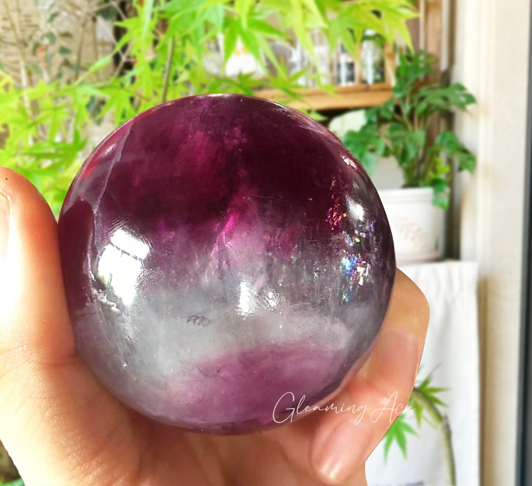 Natural Rainbow Watermelon Fluorite Sphere Quartz Crystal - Etsy