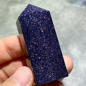 Natural Blue Goldstone Tower, Sandstone Tower Handmade Point, Crystal ...