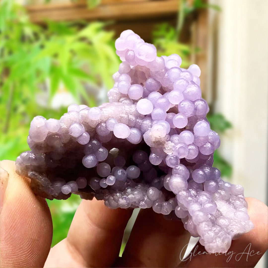 Natural Crystal Grape Agate Clusters, Purple Indonesia Grape Mineral 20 ...