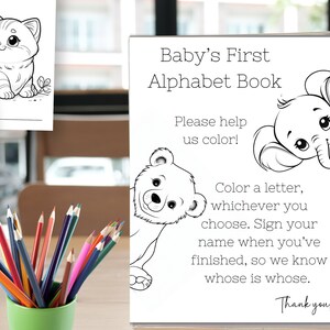 Baby's First ABC Baby Shower Coloring Book Animal Alphabet Coloring ...