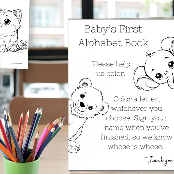 Baby's First ABC Baby Shower Coloring Book Animal Alphabet Coloring ...