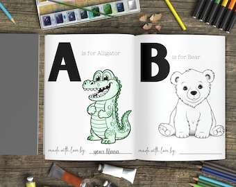 ABC Baby Shower Coloring Book | Animal Alphabet Coloring Pages | Baby ...