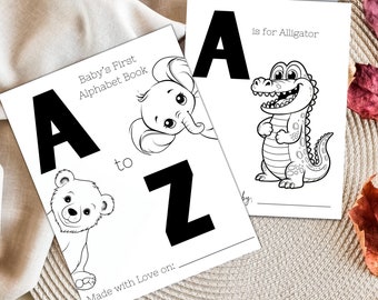 Expanded ABC Baby Shower Coloring Book Animal Alphabet Coloring Pages ...