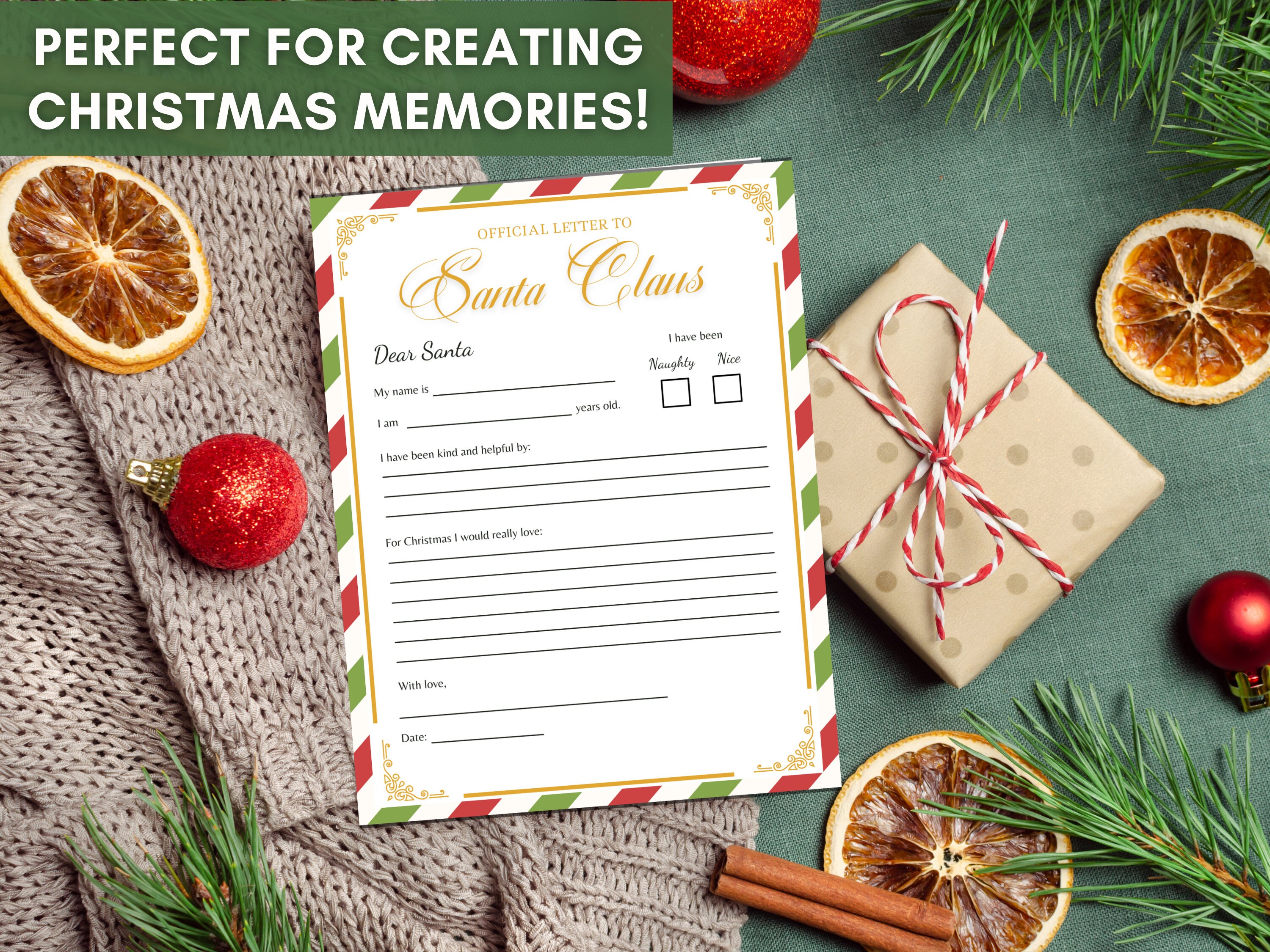 Letter to Santa Kid Printable Dear Santa Letter Template - Etsy