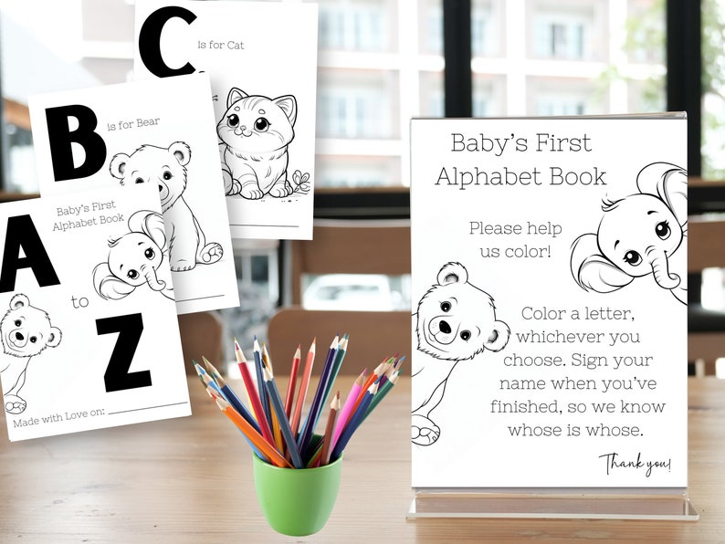 Baby's First ABC Baby Shower Coloring Book | Animal Alphabet Coloring ...