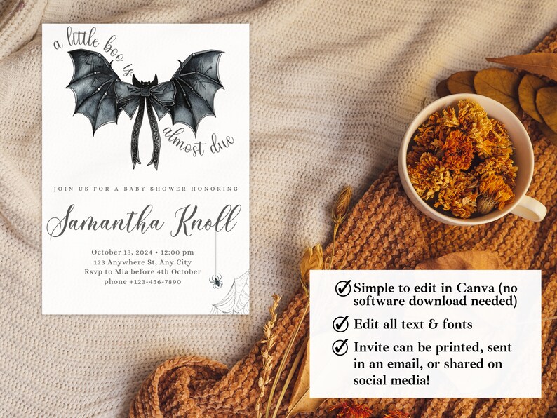 A Little Boo is Due Baby Shower Invitation Template, Gothic Vampire ...