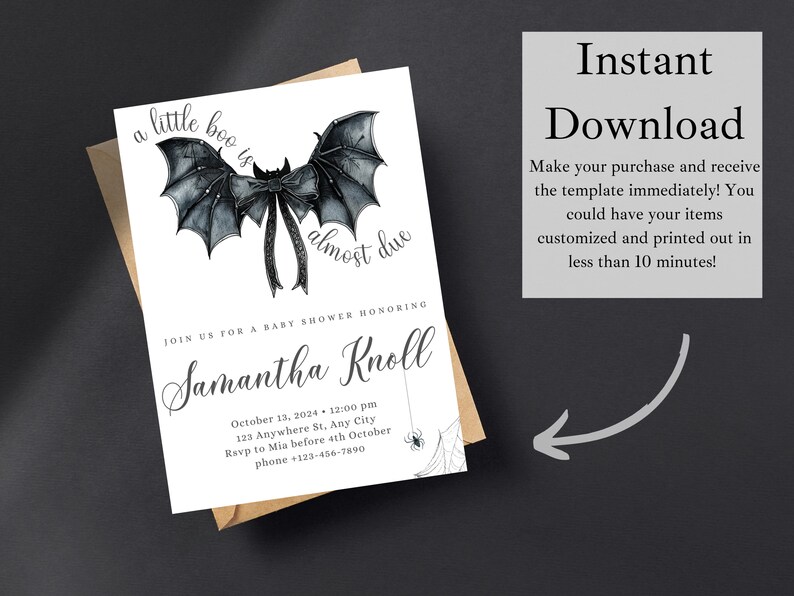 A Little Boo is Due Baby Shower Invitation Template, Gothic Vampire ...