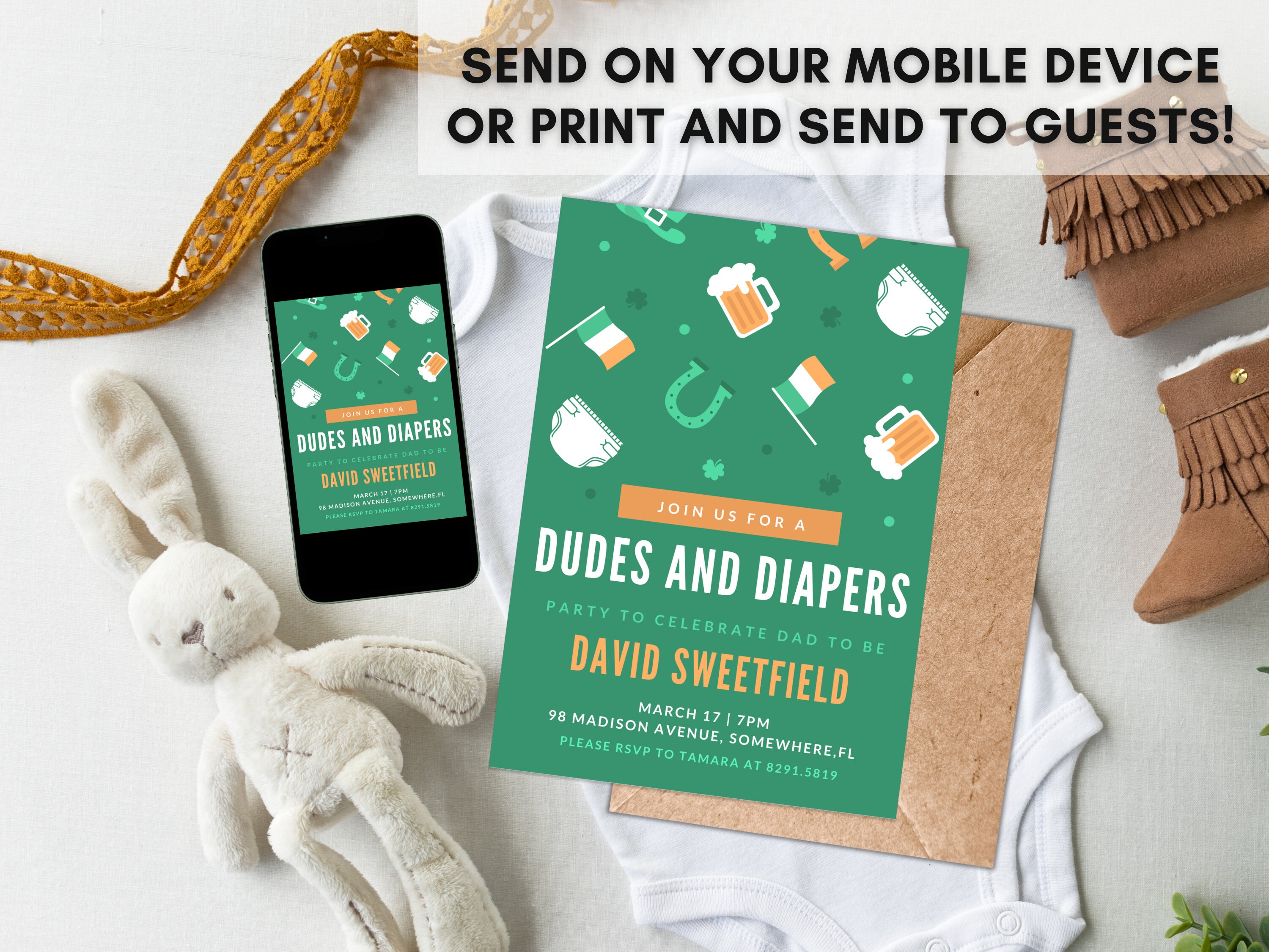 Dudes and Diapers Party Template, Diaper Party Invitation, Dad's Baby ...