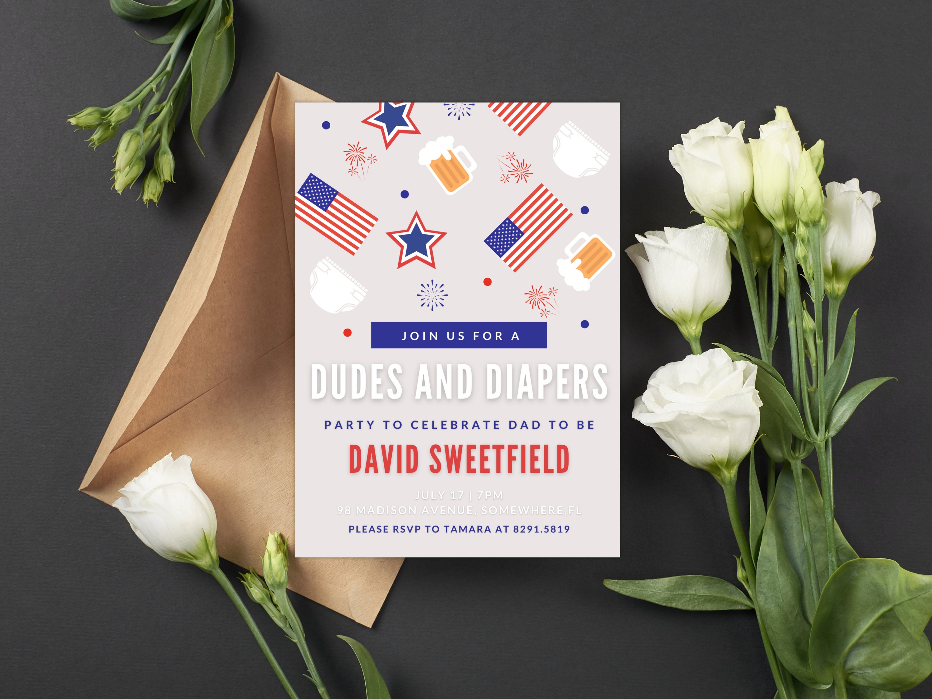 Dudes and Diapers Party Template, Diaper Party Invitation, Dad's Baby ...