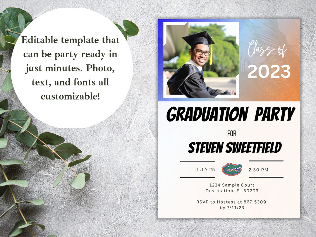 University of Florida Graduation Invitation Template, UF Graduation ...