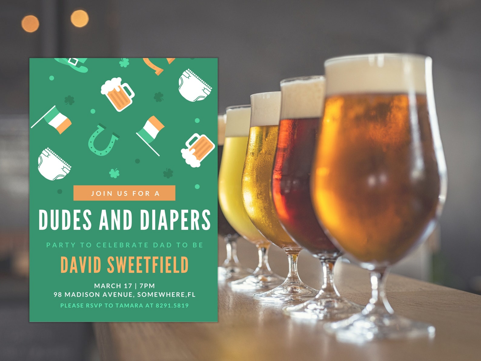 Dudes and Diapers Party Template, Diaper Party Invitation, Dad's Baby ...