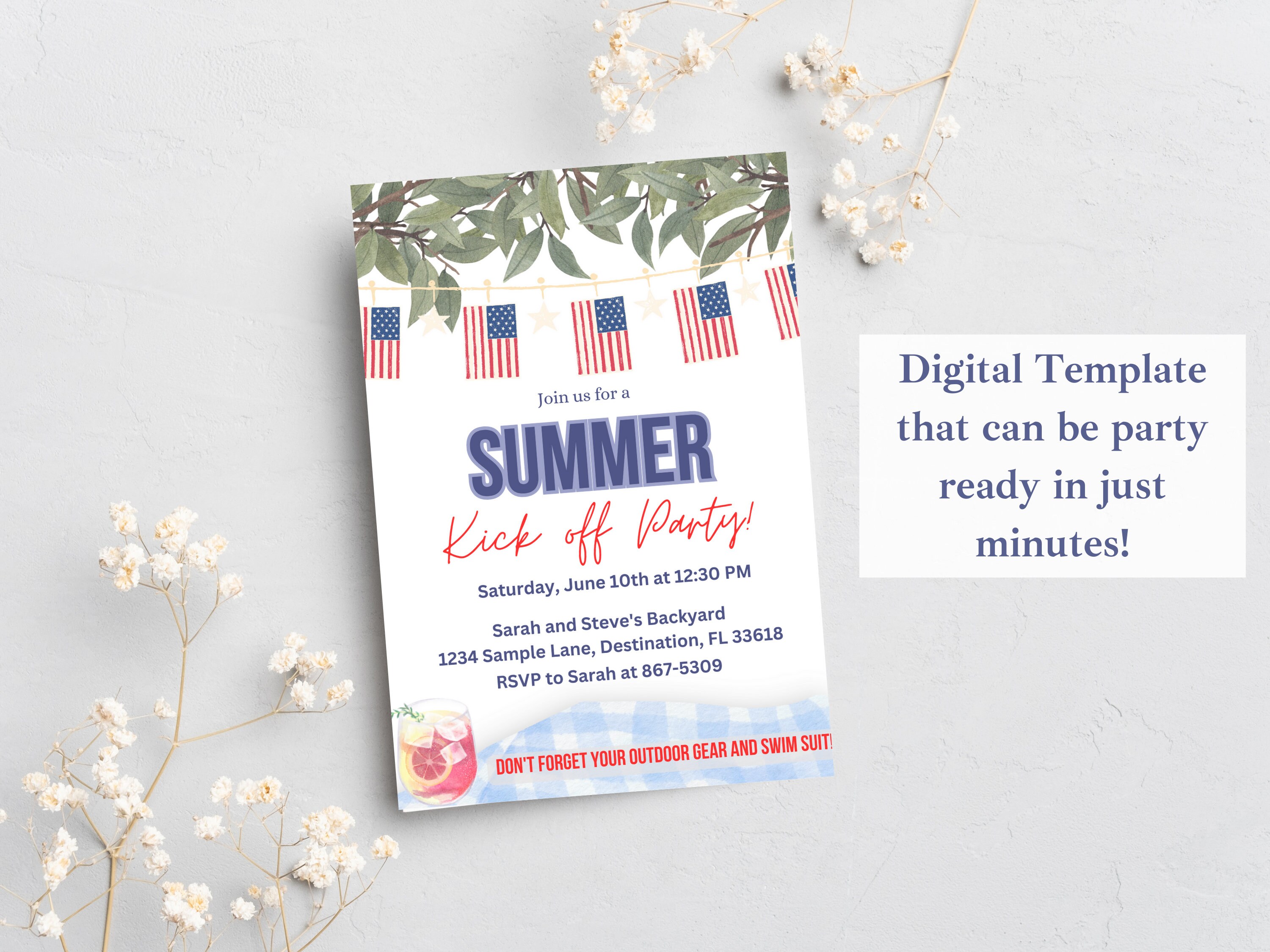 Summer Kick off Party Invitation, Summer Picnic Invite, Summer Kick off ...