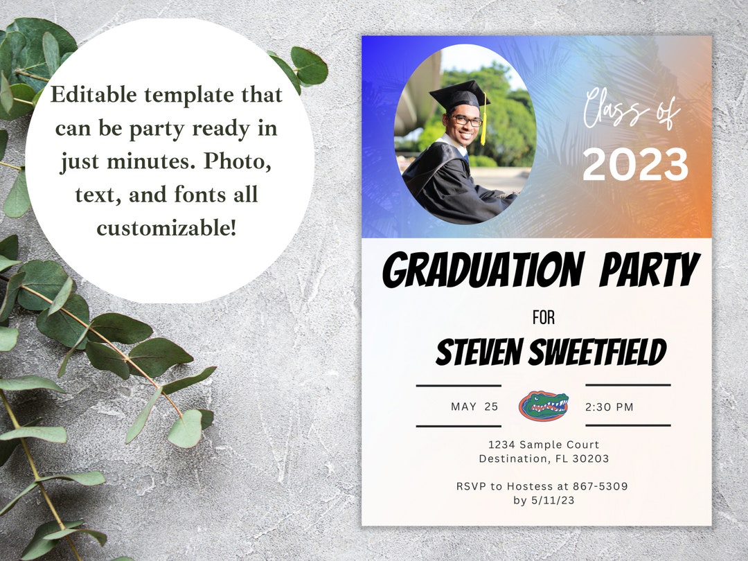 University of Florida Graduation Invitation Template, UF Graduation ...