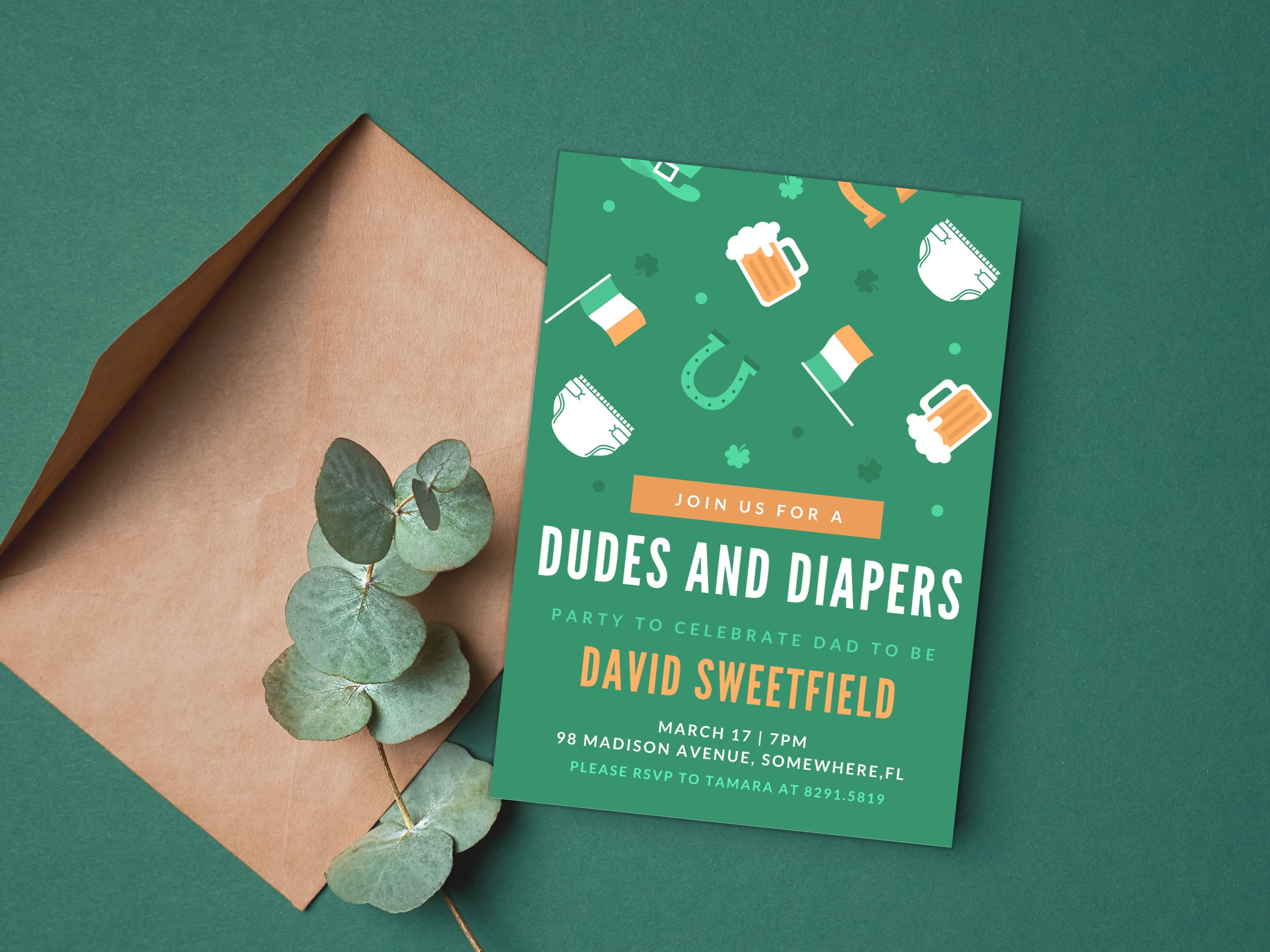 Dudes and Diapers Party Template, Diaper Party Invitation, Dad's Baby ...