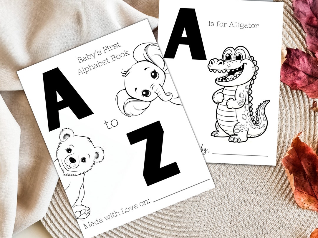 ABC Baby Shower Coloring Book | Animal Alphabet Coloring Pages | Baby ...