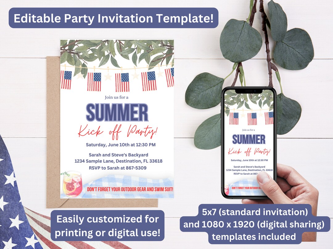 Summer Kick off Party Invitation, Summer Picnic Invite, Summer Kick off ...