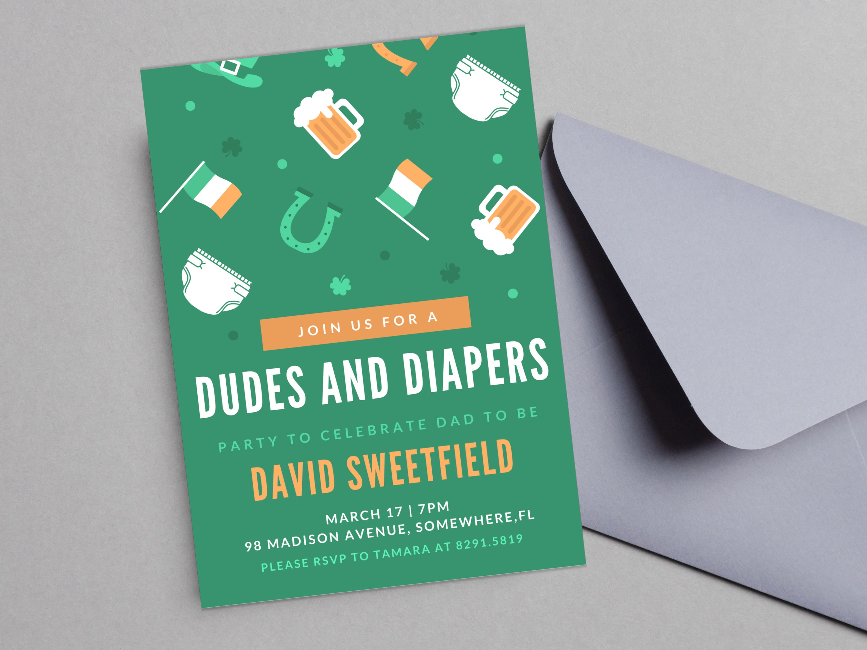 Dudes and Diapers Party Template, Diaper Party Invitation, Dad's Baby ...