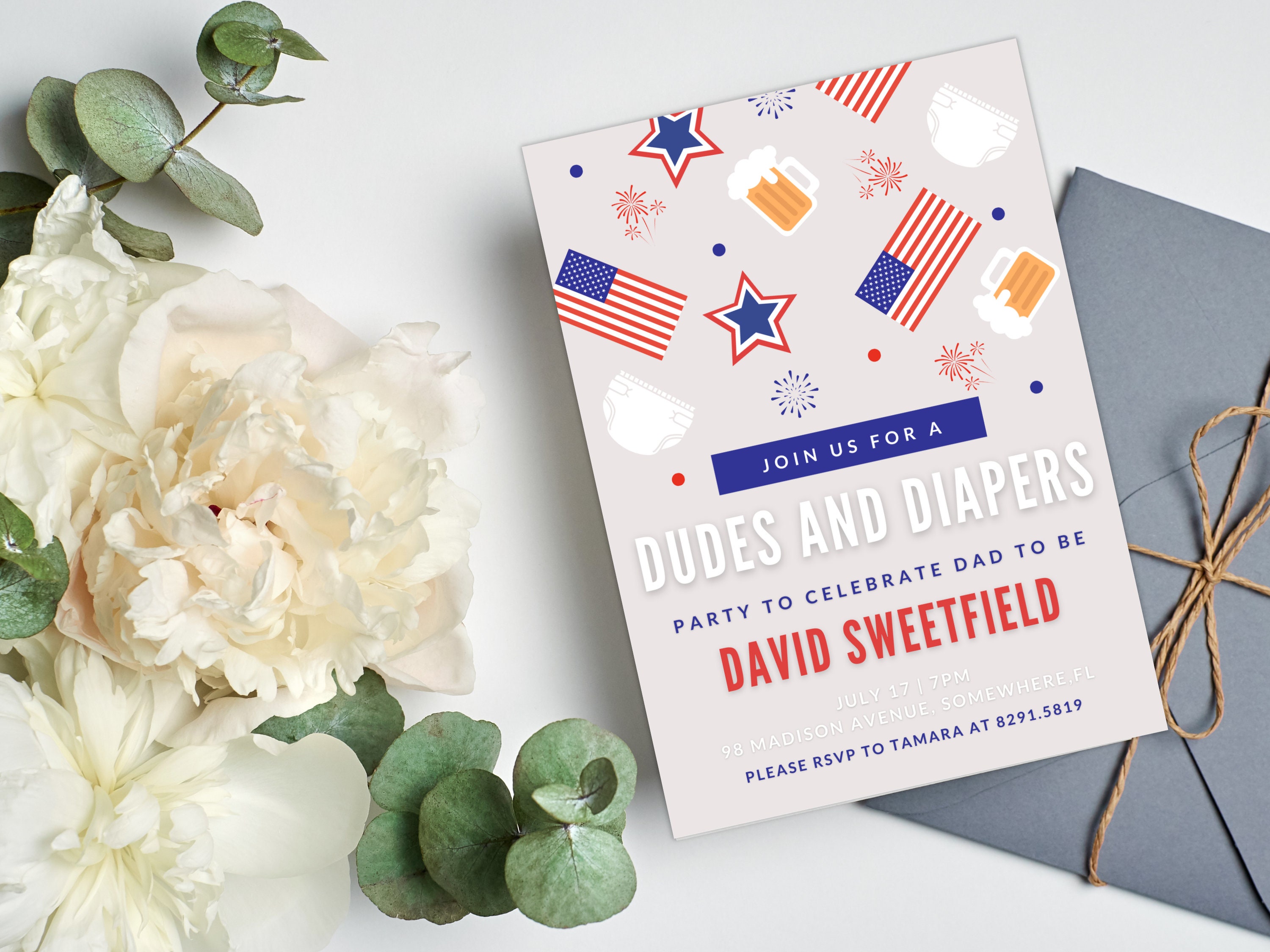 Dudes and Diapers Party Template, Diaper Party Invitation, Dad's Baby ...