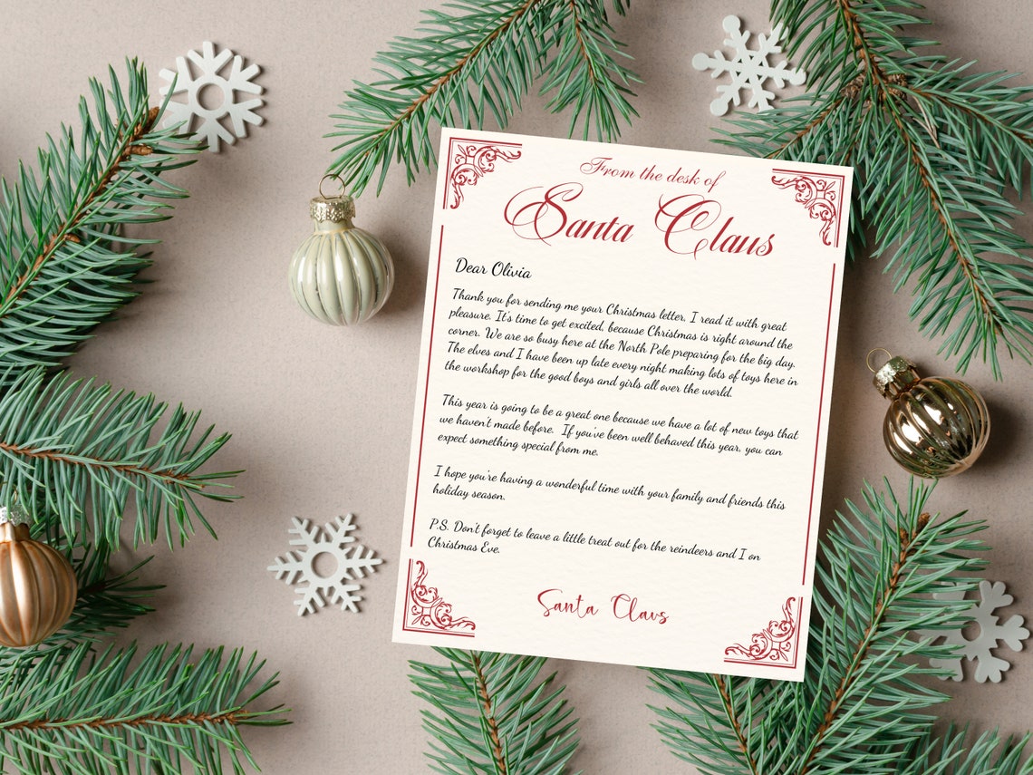 Letter From Santa Template, Santa Response Letter Printable, Christmas ...