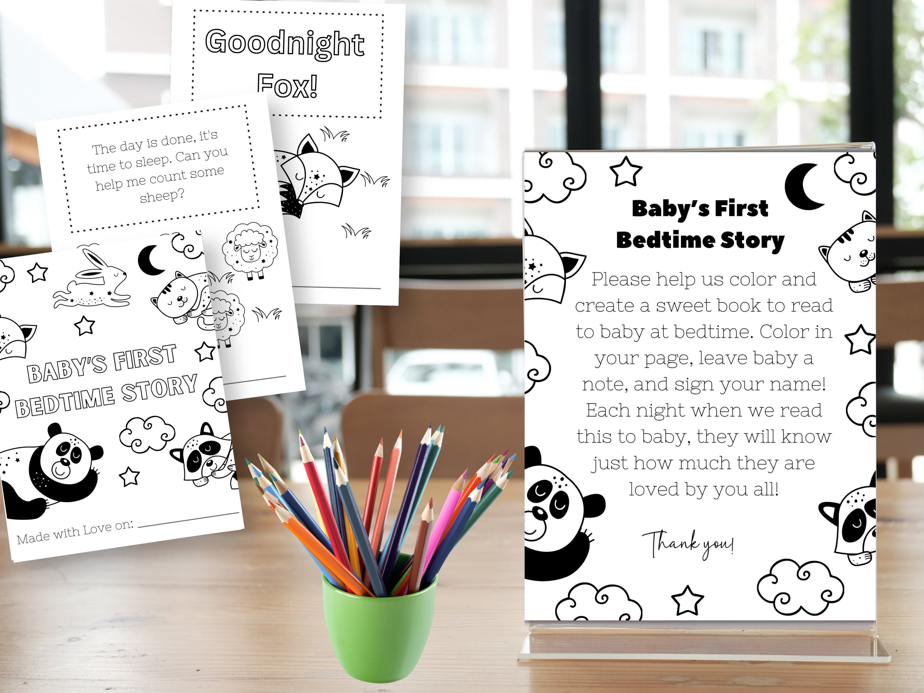 Baby's First Bedtime Story Baby Shower Coloring Book Bedtime Story ...
