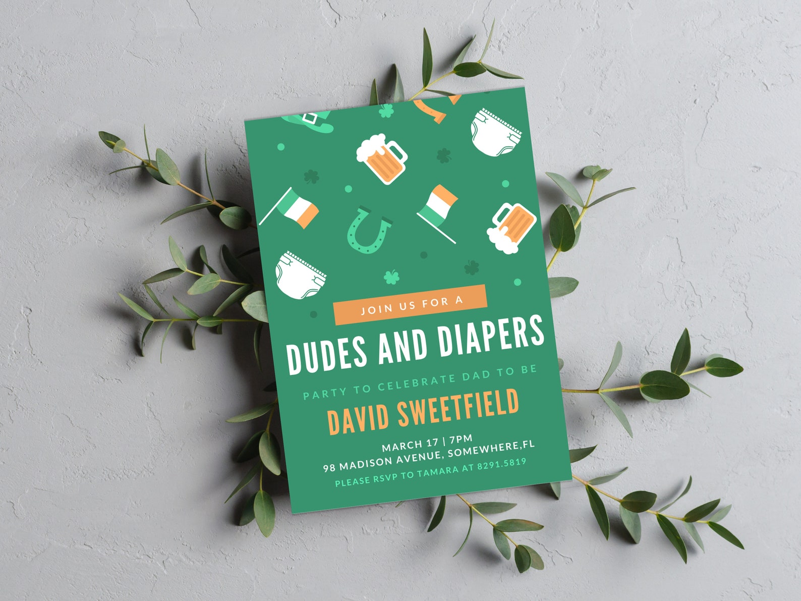 Dudes and Diapers Party Template, Diaper Party Invitation, Dad's Baby ...