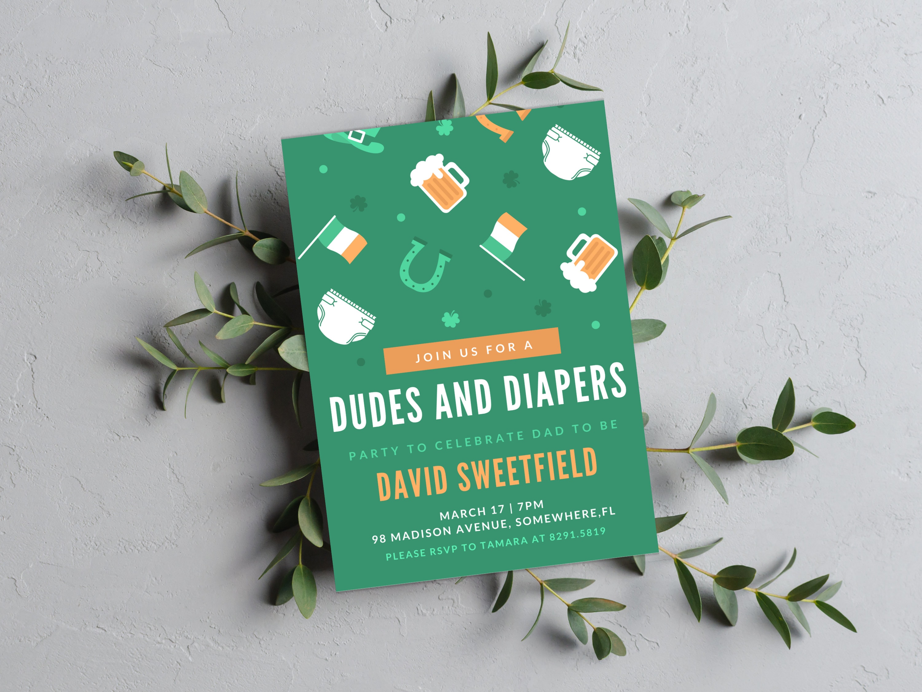 Dudes and Diapers Party Template, Diaper Party Invitation, Dad's Baby ...