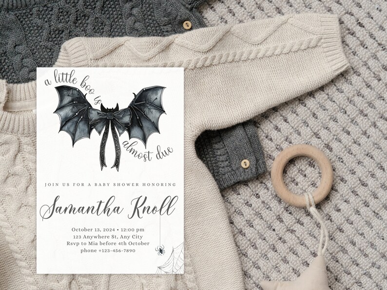 A Little Boo is Due Baby Shower Invitation Template, Gothic Vampire ...