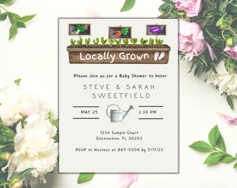 Locally Grown Baby Shower Digital Invitation Template - Etsy