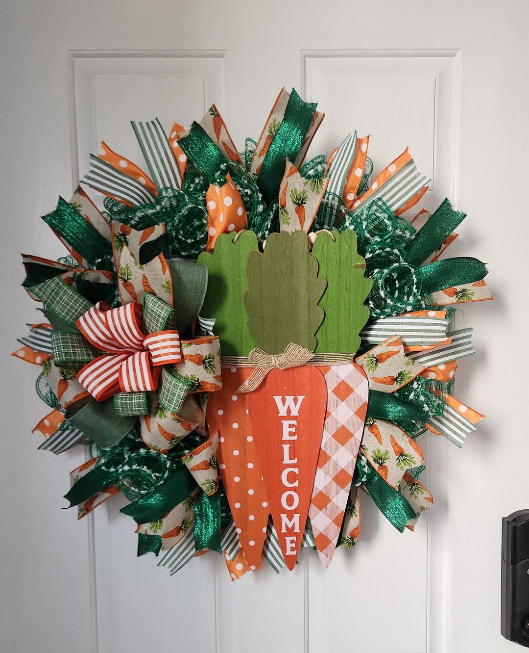 Welcome Carrot Sign Wreath With Matching Ribbons Perfect for Spring ...