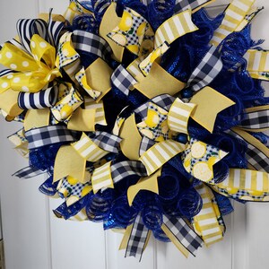 Fresh Lemons Wreath With Royal Blue Base and Lemon Ribbons . We Offer ...