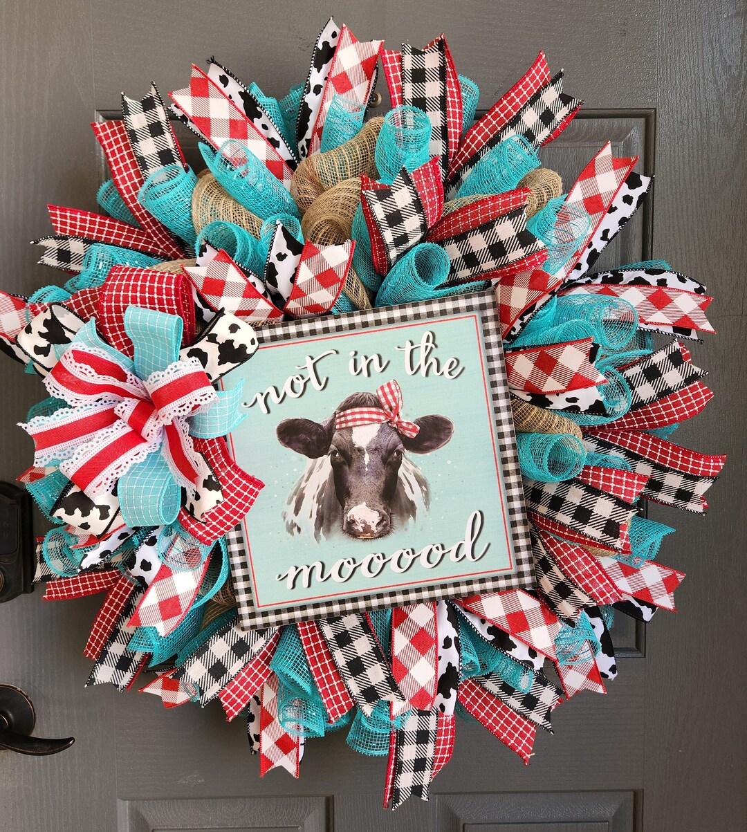 Cow Wreath, Farmhouse Wreath, Summer Wreath, Cow Decor Gift, Perfect ...