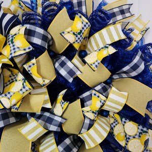 Fresh Lemons Wreath With Royal Blue Base and Lemon Ribbons . We Offer ...