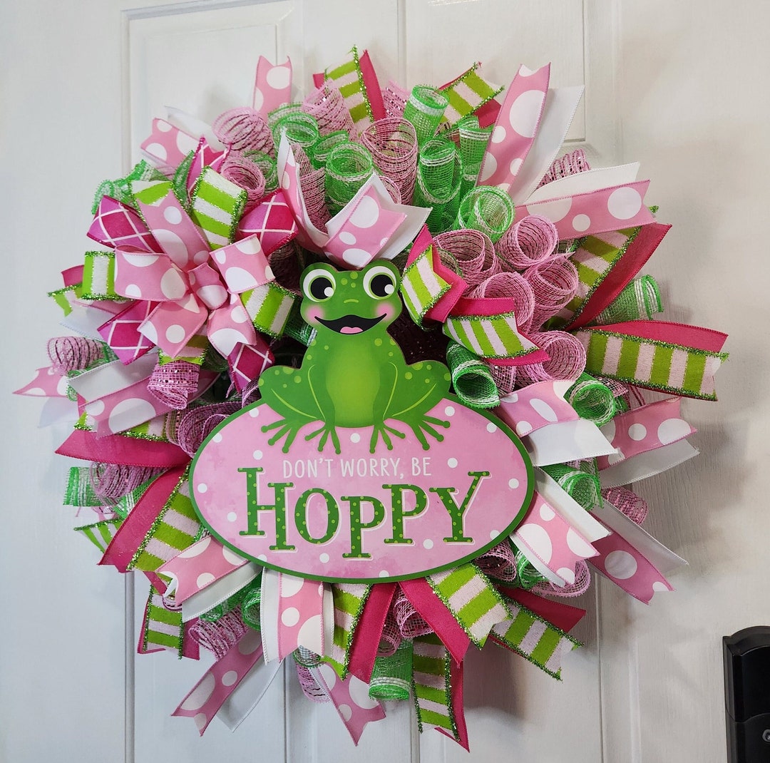 Don't Worry, Be Hoppy, Frog Wreath,frog-themed Decor, Gift for a Friend ...